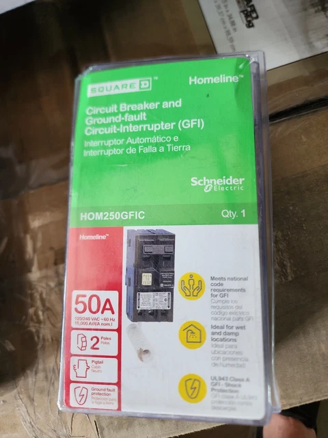 Square D Homeline 50 Amp 2-pole Gfci Circuit Breaker