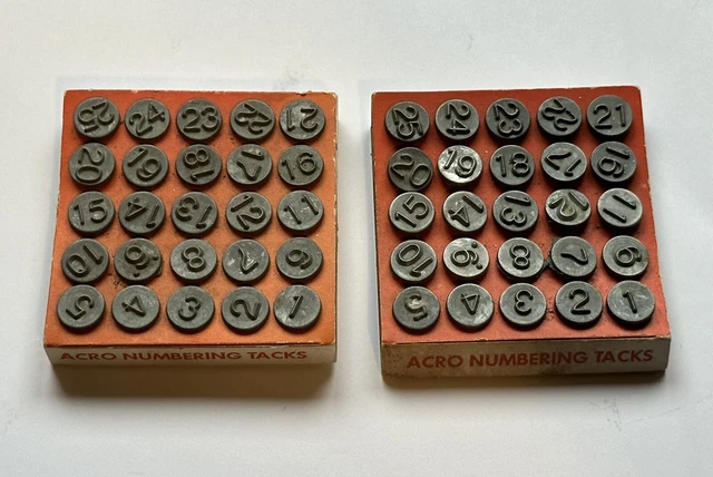 VINTAGE ACRO HOLD-TITE Window Marker Numbering Tacks 2 Sets Of 1-25 £27 ...