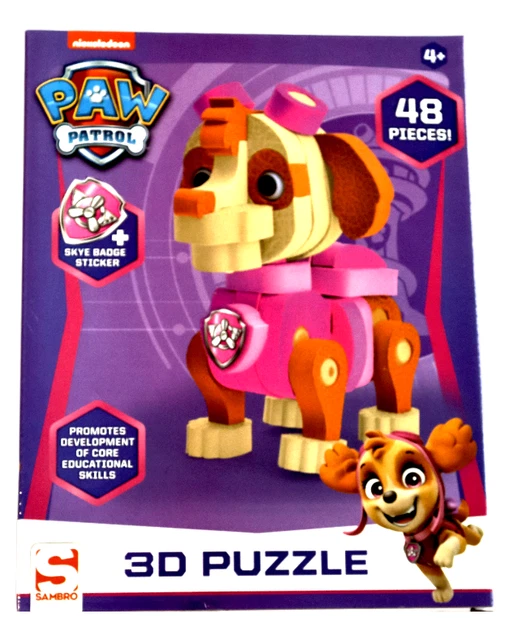 PAW PATROL PUZZLES Skye 3D With Core educational Skills + Skye Badge ...