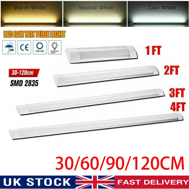 LED TUBE BATTEN Lights 1FT 2FT 3FT 4FT 5FT 6FT Ceiling Garage Room ...