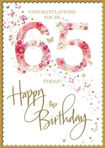 BIGLIETTO DONNA 65° Buon Compleanno Donna Moglie Mamma Nonna Amica Zia ...