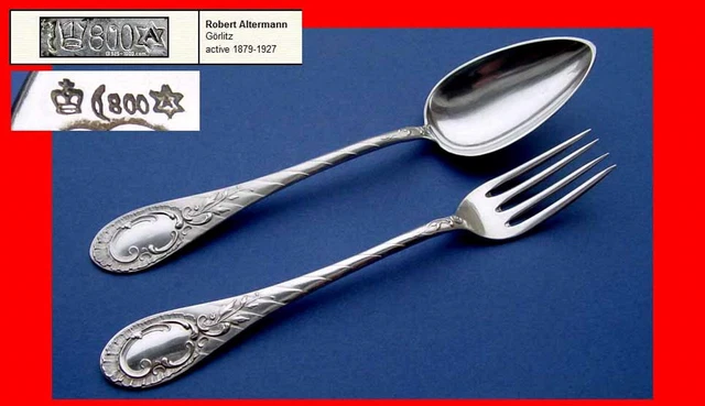 ANTIQUE ROCOCO SET Couverts Fourche + Cuillère à Soupe R. Altermann ...