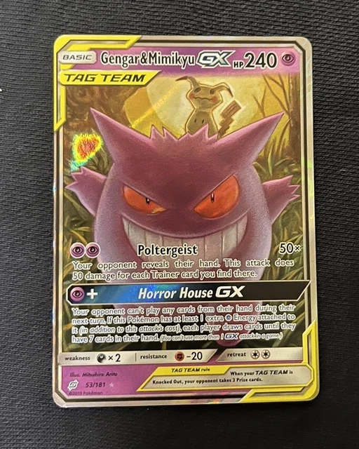 GENGAR & MIMIKYU GX Tag Team Holo Rare Team Up 2019 53/181 comme neuf dans sa boîte EUR 121,20 ...