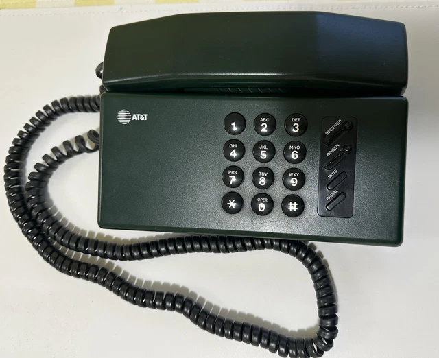 VINTAGE AT&T PUSH BUTTON GREEN TELEPHONE 1980s LANDLINE GOOD CONDITION ...