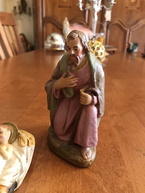 3 FIGURE PRESEPE gesso sacra famiglia presepe commercializzato Maria ...