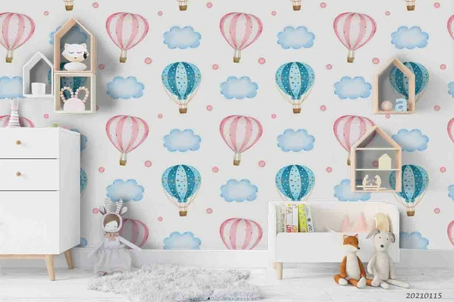 3D FIRE BALLOON Clouds Wallpaper Wall Mural Removable Self-adhesive 537 ...