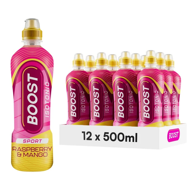 BOOST SPORTS DRINKS Raspberry & Mango 12 Isotonic Drink with Vitamin ...