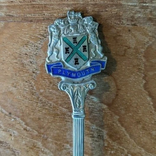 SILVER PLYMOUTH DEVON Crest or Coat Of Arms Hallmarked Birmingham 1971 ...