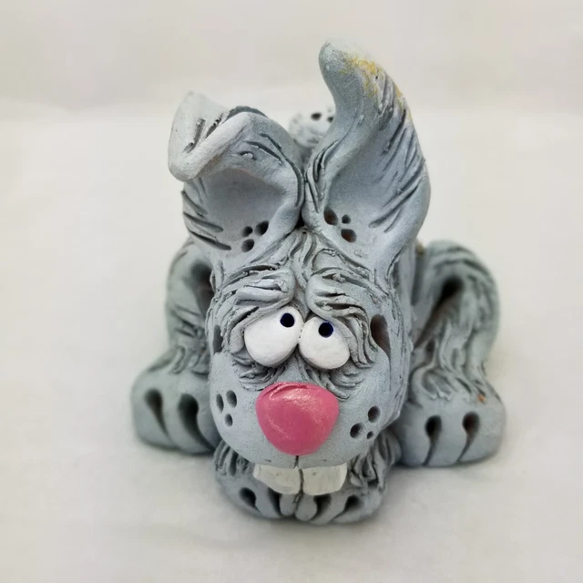 VINTAGE CHRISTOPHER BUHNER studio Whimsical Clay Bunny Rabbit sculpture ...