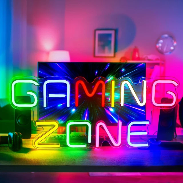 GAMING ZONE ICON Atmosphere Neon Playstation LED Sign Light USB Wall ...