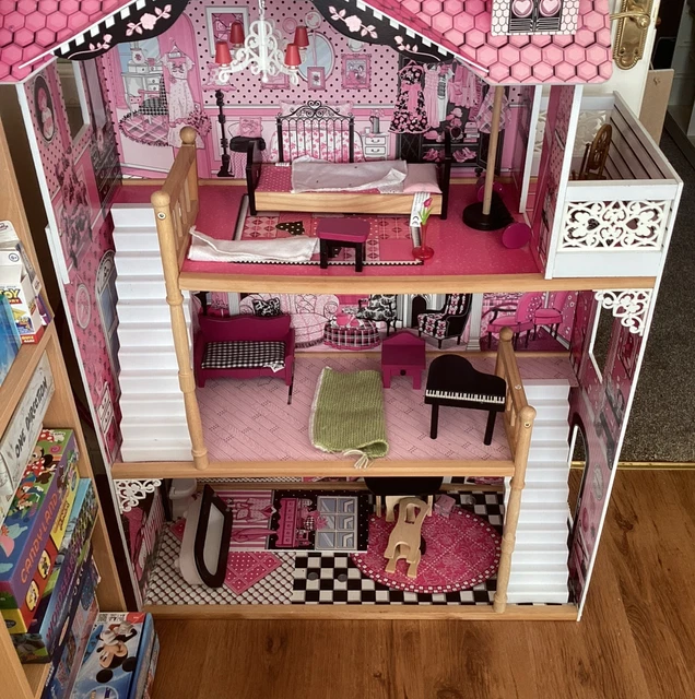 KIDKRAFT COMPLETE DOLL'S House Pink Mansion, Furnished, 3 Stories, 5 ...
