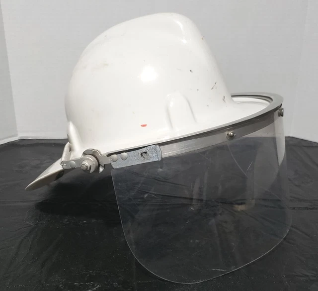 VINTAGE SUPER CHIEFTAIN Safe-T-Helmet White Fireman's Hard Hat w/ Face Shield £47.20 - PicClick UK