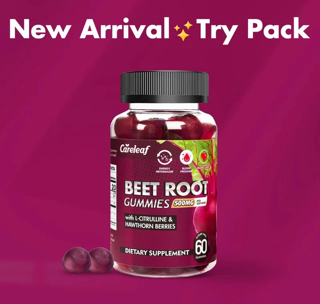 BEET ROOT GUMMIES 500mg With L-Citrulline & Hawthorn Berries | Sugar ...