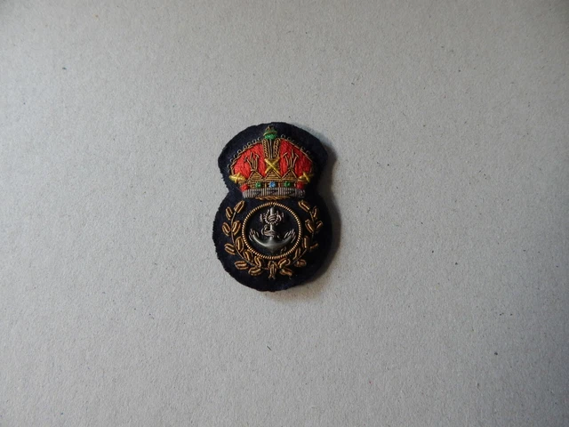 BRITISH ROYAL NAVY WWII Chief Petty Officer Bullion Cap Cloth Badge K/C ...