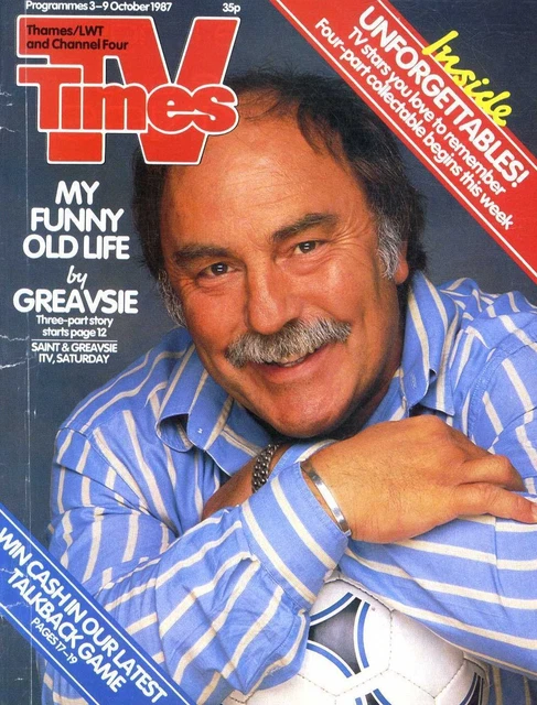 TVTIMES MAGAZINE 9/10/87 Jimmy Greaves. Maria Callas. Joanne Conway £9. ...