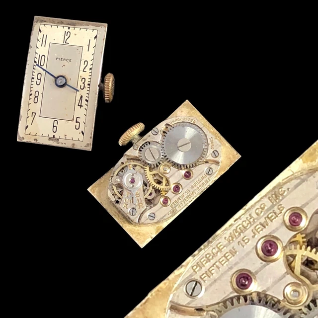 VINTAGE PIERCE WATCH Movement Mechanical Wind Up 15 Jewels Swiss Made ...