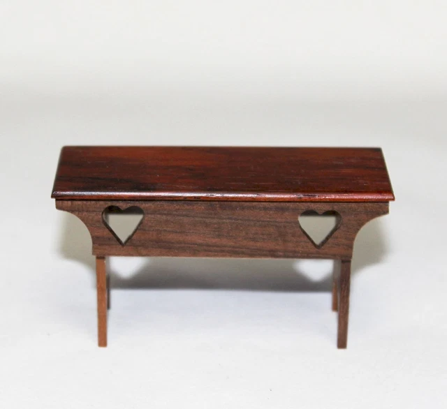 VINTAGE DOLLHOUSE FURNITURE Miniature Small Cherry Hall Bench Table ...