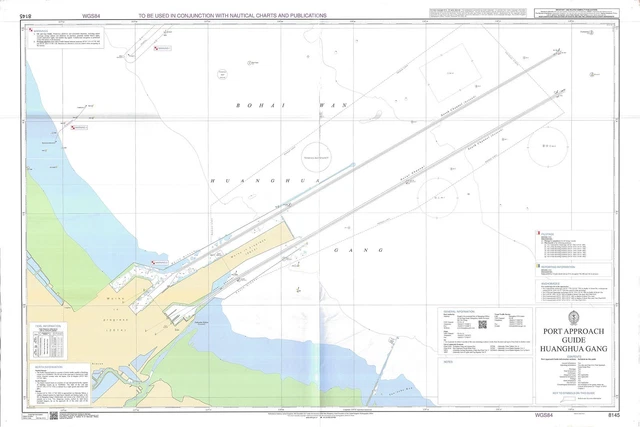 8145 PORT APPROACH Guide Huanghua Gang Chart Map Maritime Marine Wall ...