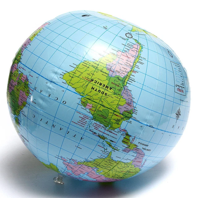 INFLATABLE BLOW UP World Globe 40CM Earth Atlas Ball Map Geography Toy ...