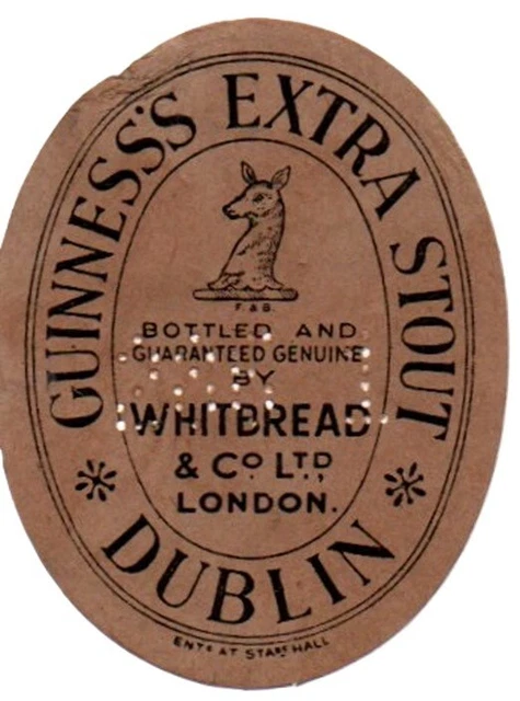 UK BEER LABEL Guinness Extra Stout Whitbread & Co Ltd 77mm (403) £43.60 ...