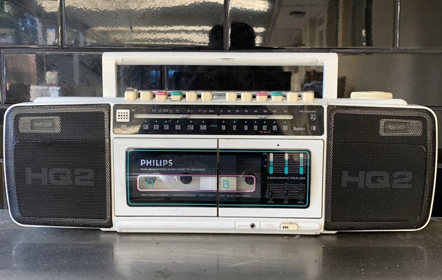 PHILIPS HQ2 D 8199/108 Stereo Retro Boombox Vintage Radio Cassette ...