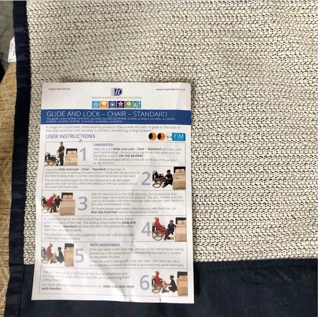 GLIDE AND LOCK Sheet Wheelchair prevent slipping sliding sleep upright ...