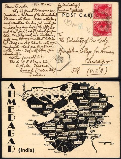 INDIA 1942 CENSORED postcard of a Map of Ahmedabad £15.00 - PicClick UK