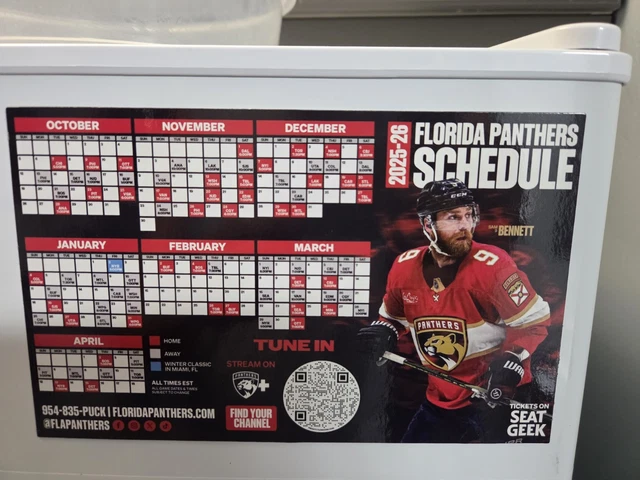 FLORIDA PANTHERS 2025-26 Schedule Magnet $14.00 - PicClick CA