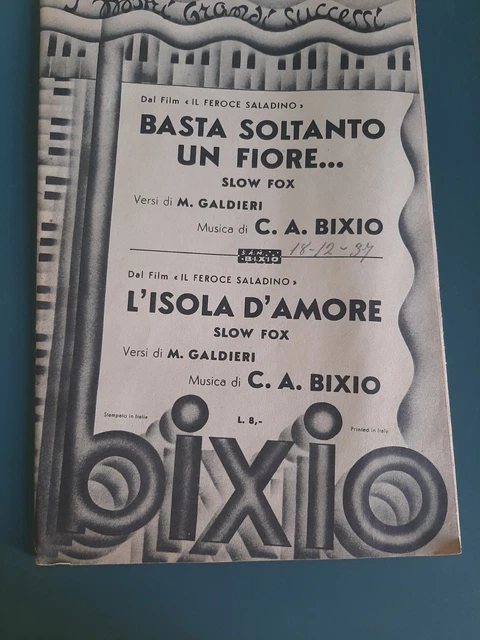 BIXIO SPARTITI MUSICALI D'epoca - Basta Soltanto Un Fiore EUR 9,90 ...