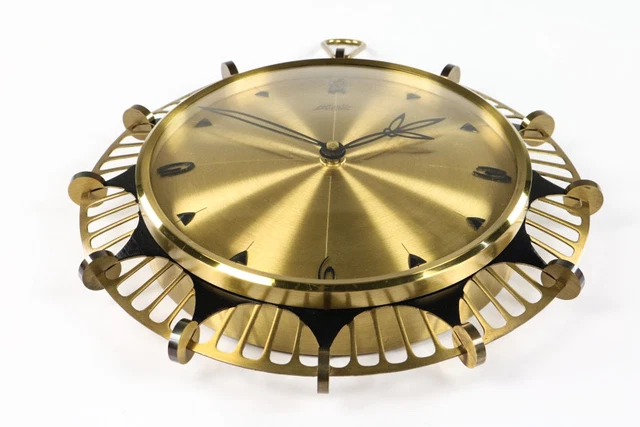 ALTE WAND UHR Atlanta electric Quartz Messing Strahlenkranz Vintage ...