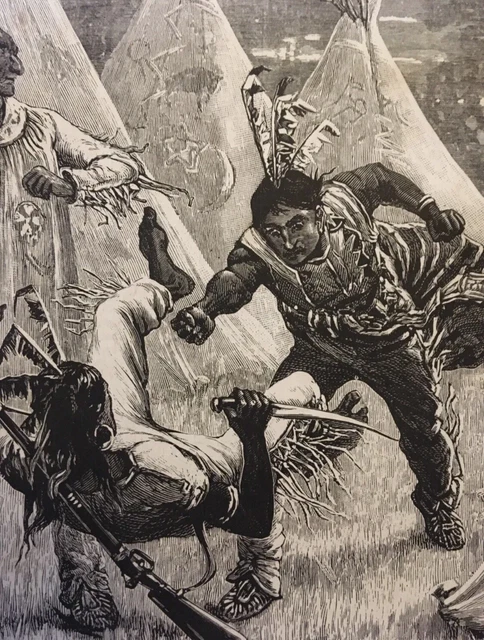 ANTIQUE STANLEY BERKELEY Native American Indian Braves Etching print ...