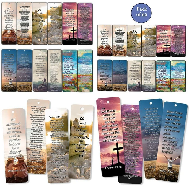CHRISTIAN BOOKMARKS CARDS with (60-Pack), Popular Bible Verses Pack of ...