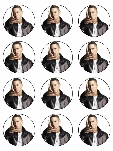 EMINEM RAPPER SINGERS artist edible cupcake Toppers Wafer Icing x 12 £4 ...