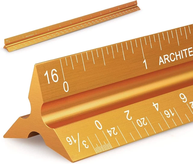 12& ARCHITECTURAL SCALE Ruler Aluminum Architect Scale Triangular Scale ...