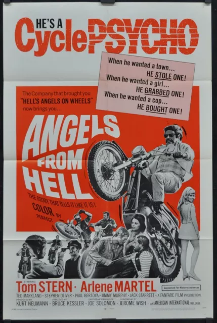 Angels From Hell 1968 Original 27x41 Movie Poster Tom Stern Ted