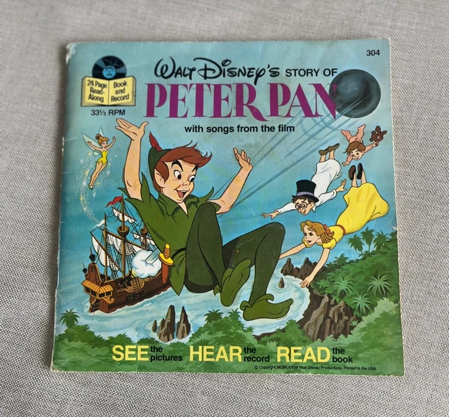DISNEY PETER PAN Read-Along book & record, #304, vintage 1977 £4.53 ...