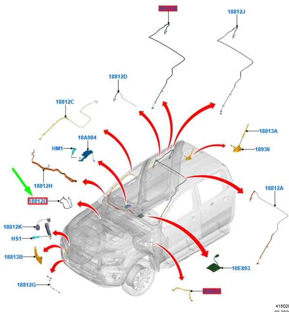 FORD RANGER T6 MK1 Aerial Extension Cable LHD LB3T-18812-BKA 2537320 ...