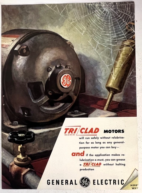 1950S VINTAGE AD, 8.5x11, General Electric Tri-Clad Motors ~ GE ...