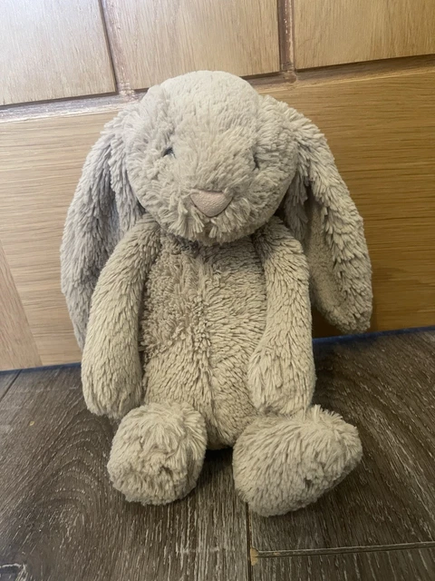 JELLYCAT MEDIUM BEIGE Bashful Bunny Rabbit Soft Toy Plush label says jelly1539 £18.00 - PicClick UK