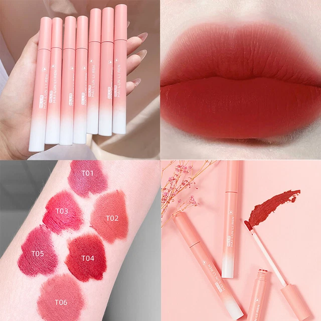 6 COLORES BRILLO labial líquido de larga duración lápiz labial de terciopelo mate esmalte labial ...