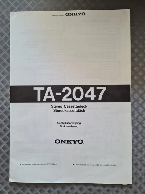 NOTICE STEREO LECTEUR cassette ONKYO TA 2047 EUR 15,00 - PicClick FR