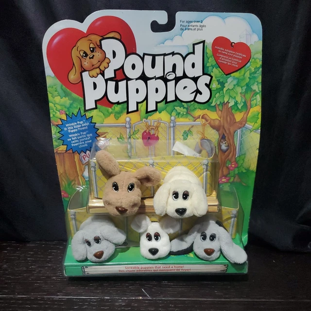 NEW POUND PUPPIES Vintage 1995 Galoob 5 Plush Toy Pack Wrinkle Pup in ...