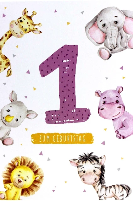 GEBURTSTAGSKARTE 1 JAHR Glückwunschkarte zum ersten Geburtstag ...