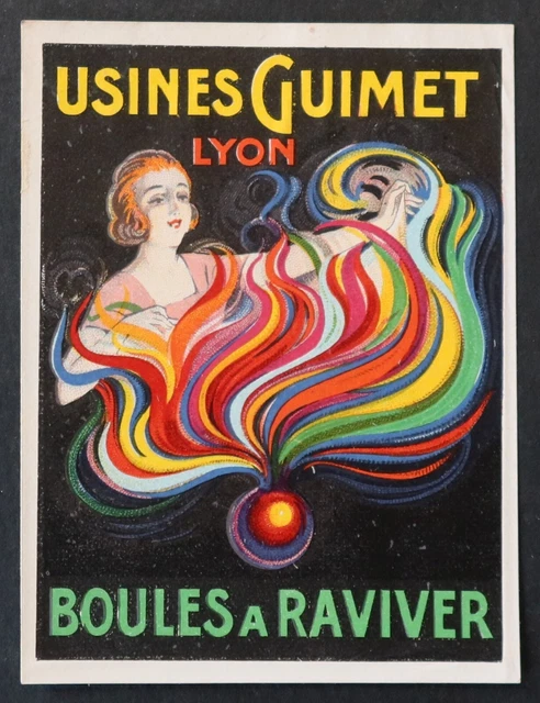 ANCIENNE ÉTIQUETTE BLEU GUIMET Boules à raviver illustrateur outremer ...