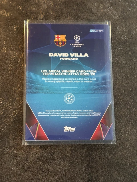 TOPPS MATCH ATTAX 2025/26 2026 David Villa - FC Barcelona UCL Medal ...