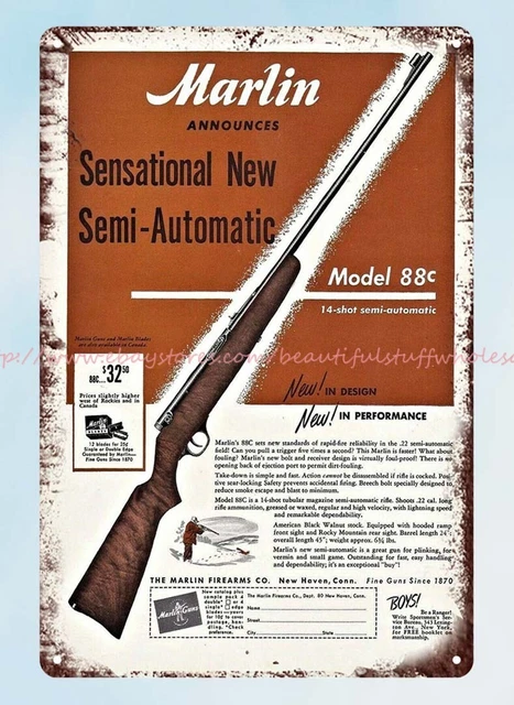 1949 FIREARM RIFLE gun Model 88C Semi-Automatic metal tin sign ...