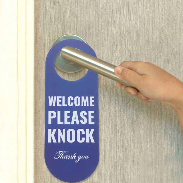 WELCOME PLEASE KNOCK Door Hanger Sign Plastic Home Office Hotel ...