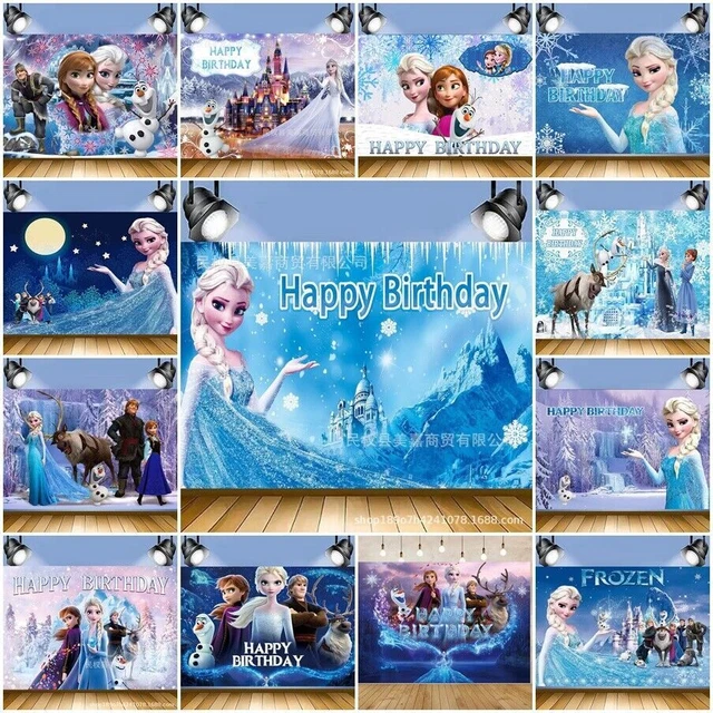 3D FROZEN BACKDROP Banner Happy Birthday Photo Background Props Party ...