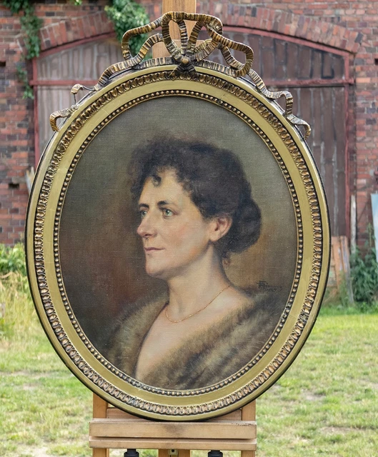 PORTRAIT OF A woman 1927 old oil painting on canvas, from Germany ...