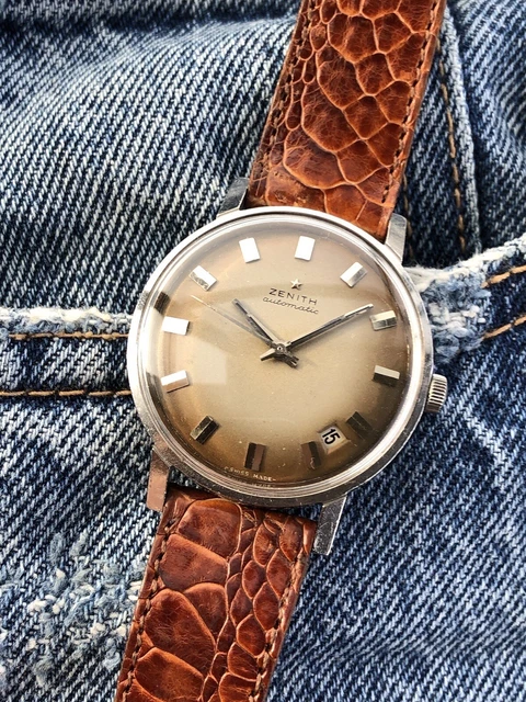 ZENITH AUTOMATIC CAL 2552 PC Original Chocolate Brown Dial Rare Watch ...